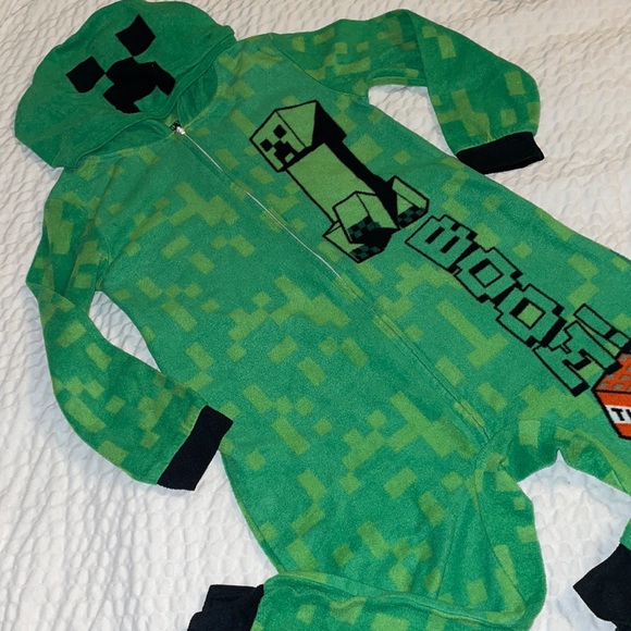 Minecraft | Pajamas | Minecraft Creeper Onesie Soft Pajama Zip Up One ...